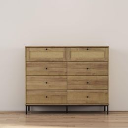 Kombikommode OTTO HOME "Motala W&auml;sche Schrank mit 8 Schubladen Sideboard BOHO Design", eichefarben, B:120cm H:97cm T:40cm, FSC-zertifizierter Holzwerkstoff, Sideboards, Kombikommode