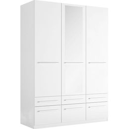 Kleiderschrank Priess "Schrank Garderobe Wäscheschrank Barcelona in 5 Breiten", weiß, B:140cm H:193cm T:54cm, Holzwerkstoff, Schränke, viel Stauraum, geräumige Schubkästen, mit Spiegel, MADE IN GERMANY