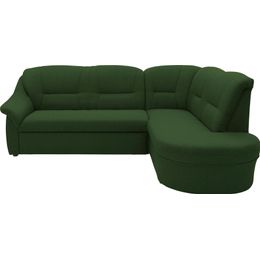 Ecksofa DOMO collection "Faenza f&uuml;r kleine R&auml;ume, Stellma&szlig;e 232x176cm, komfortabel, L-Form", gr&uuml;n, B:232cm H:88cm T:176cm, 100% Polyester, Sofas, Ecksofa, mit Ottomane, zeitlos, elegante Armlehnen, wahlweise mit Bettfunktion