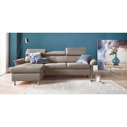 Ecksofa exxpo - SOFA FASHION "Maretto, bequem & komfortabel, bodenfrei, Breite 257cm, L-Form", grau (argent), B:257cm H:96cm T:167cm, Luxus-Microfaser (100% Polyester), Sofas, Ecksofa, inkl. Kopf- bzw. R&uuml;ckenverstellung, wahlweise mit Bettfunktion