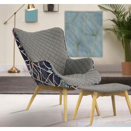 Sessel Home Affaire "Duke Print", grau, B:71cm H:90cm T:87cm, Sessel, Sessel, Karoprägung im Sitzbereich und Dekostoff auf der Rückseite