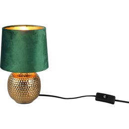 REALITY LEUCHTEN Schreibtischlampe "Sophia", bunt (grün gold), 1, Ø 16cm H: 26cm, 1 Stk., Leuchten, Nachttischlampe, Keramik Fuß mit Samtschirm, Tischlampe Nachttischleuchte Tischleuchte