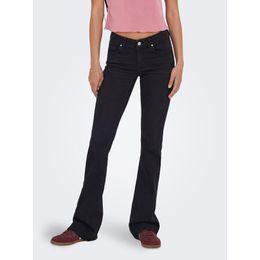 Bootcut-Jeans Only "ONLBLUSH LW FLARED DNM REA1099 NOOS", Damen, Gr. L (40), Länge 32, schwarz (schwarz denim), Denim/Jeans, Obermaterial: 92% Baumwolle, 6% Elastomultiester, 2% Elasthan, unifarben, Jeans