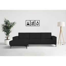 Ecksofa OTTO HOME "Polsterecke Oland, Struktur, Flachgewebe, Luxus-Microfaser, Boucle", grau (anthrazit), B:280cm H:85cm T:152cm, 100% Polyester, Sofas, Ecksofa, L-Form, 280 cm, Wellenunterfederung, Skandi-Design, Metallf&uuml;&szlig;e