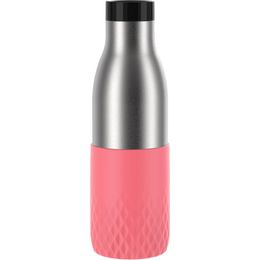 Trinkflasche Emsa "Bludrop Sleeve", orange (koralle), H:24cm, Edelstahl, Silikon, Trinkflaschen, Trinkflasche, Edelstahl/Silikon, Quick-Press, 12h warm/24h k&uuml;hl