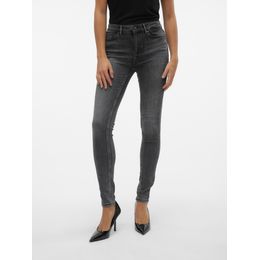 Véro Moda Skinny-fit-Jeans VERO MODA "VMFLASH MR SKINNY JEANS LI213 NOOS", Damen, Gr. XS (34), Länge 32, blau (medium grau denim), Denim/Jeans, Obermaterial: 65% Baumwolle, 18% Polyester, 8% Viskose, 7% Elastomultiester, 2% Elasthan, unifarben, skinny fit, Jeans