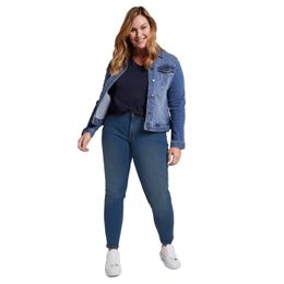 Skinny-fit-Jeans Tom Tailor PLUS, Damen, Gr. 46, N-Gr, blau (blau, denim), Denim/Jeans, Obermaterial: 91% Baumwolle, 7% Polyester, 2% Elasthan, Basic, skinny fit knöchellang, Jeans, in klassischer 5- Pocket- Form