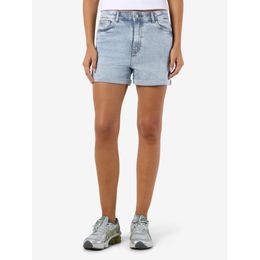 Jeansshorts Noisy may "NMMONI HW DNM SHORTS AZ359LB NOOS", Damen, Gr. S (36), N-Gr, blau (light blau denim), Denim/Jeans, Obermaterial: 99% Baumwolle, 1% Elasthan, unifarben, slim fit, Jeans