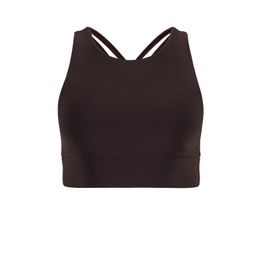 Sport-Bustier WINSHAPE "Functional Comfort Sport-BH SB103C", Damen, Gr. L, Normalgr&ouml;&szlig;en, espresso, 85% Polyester, 15% Elasthan, BHs, mit R&uuml;cken-Applikation