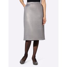 Schlupfrock Classic Basics, Damen, Gr. 38, grau, 95% Polyester, 5% Elasthan, R&uuml;ckenteil:100% Polyester, meliert, unifarben, wadenlang, R&ouml;cke