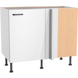 Unterschrank KOCHSTATION "KS-Paula", wei&szlig; glanz, wei&szlig;, B:100cm H:87cm T:58,4cm, Schr&auml;nke, Unterschrank