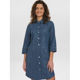 N&uuml;mph Jerseykleid N&Uuml;MPH "N&uuml;mph Dress NUJOURNEY", Damen, Gr. 38, blau (medium blau denim), Obermaterial: 100% Baumwolle, Kleider Jerseykleid