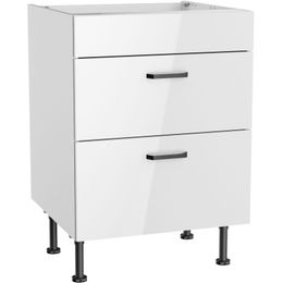 Unterschrank KOCHSTATION "KS-Paula", wei&szlig; glanz, wei&szlig;, B:60cm H:87cm T:58,4cm, Schr&auml;nke, Unterschrank