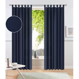 Vorhang my home "Raja" Gr. 4, blau (dunkelblau), B:140cm H:245cm, Polyester, Recyceltes Material, Gardinen, 2er-Set, Bestseller, einfarbig, modern, pflegeleichte Mikrofaser