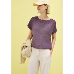 T-Shirt Cecil, Damen, Gr. S (38), rot (mulberry rot), Jersey, Obermaterial: 100% Baumwolle, normal h&uuml;ftlang, U-Boot-Ausschnitt, Shirts T-Shirt, mit Knopfdetails an der Schulter