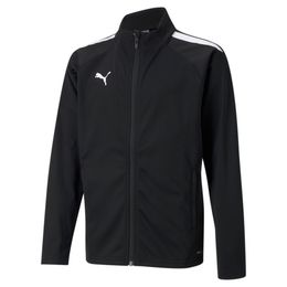 Trainingsjacke Puma "TEAMLIGA TRAINING JACKET JR", Mädchen, Gr. 176, schwarz-weiß (Puma schwarz, Puma weiß), Trikot, Obermaterial: 100% Polyester, unifarben, regular fit normal, Jacken