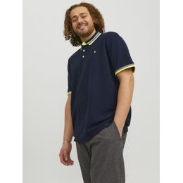 Jack & Jones PlusSize Poloshirt "JJEPAULOS POLO SS NOOS PLS", Herren, Gr. 3XL, blau (schwarz navy), Single Jersey, Obermaterial: 100% Baumwolle, JACK & JONES PLUSSIZE, unifarben, normal, Rundhals, Shirts