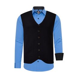 Langarmhemd Rusty Neal, Herren, Gr. 3XL, EURO-Gr&ouml;&szlig;en, blau (aquablau), 60% Baumwolle, 37% Polyester, 3% Elasthan, unifarben, Hemden, mit Weste