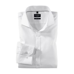 Businesshemd OLYMP "No. Six super slim", Herren, Gr. 36, N-Gr, wei&szlig;, Web, Obermaterial: 97% Baumwolle, 3% Elastolefin, Hemden