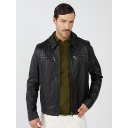 Lederjacke Mustang "31021630", Herren, Gr. M, schwarz, Obermaterial: 100% Lammleder / Innenfutter: 100% Baumwolle / &Auml;rmelfutter: 100% Polyester, Ziersteppung, Jacken
