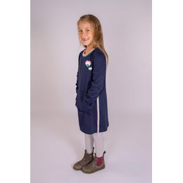 Sweatkleid happy girls, M&auml;dchen, Gr. 122, N-Gr, blau (navy), Sweatware, Obermaterial: 100% Baumwolle, kontrastfarbene Details, unifarben, regular fit normal, Rundhals, Rippb&uuml;ndchen, Kleider Sweatkleid