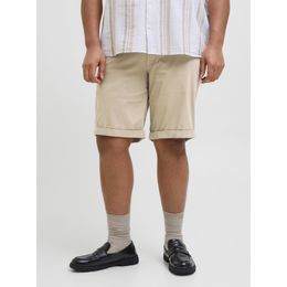 Jack & Jones PlusSize Chinoshorts "JPSTDAVE JJCHINO SHORTS SN AKM PLS", Herren, Gr. 46 (6XL), N-Gr, beige (crockery), Web, Obermaterial: 98% Baumwolle, 2% Elasthan, JACK & JONES PLUSSIZE, unifarben, regular fit knielang, Hosen Chinoshorts