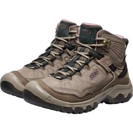 Wanderschuh Keen "TARGHEE IV MID WP", Damen, Gr. 38,5, braun (brindle, nostalgia rose), Leder, Textil, Schuhe, wasserdicht