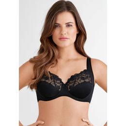 B&uuml;gel-BH Felina "Moments", Damen, Gr. 75, Cup C, schwarz, Spitze, Obermaterial: 79% Polyamid, 15% Polyester, 6% Elasthan, gemustert, unifarben, BHs B&uuml;gel-BH, Bl&uuml;tenstickerei, Zierschleife, Komfort-B&uuml;gel