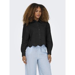 Langarmbluse Only "ONLVALAIS L/S SHIRT WVN NOOS", Damen, Gr. M, schwarz, Web, Obermaterial: 100% Baumwolle, unifarben, loose fit taillenlang, Blusen