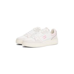Keilsneaker Tommy Jeans "TJW RETRO BASKET SNEAKER", Damen, Gr. 36, rosa (ecru, rose), Leder, Lederimitat, Schuhe, Schn&uuml;rschuh, Halbschuh, Freizeitschuh mit seitlicher Logoflagge