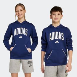 Kapuzensweatshirt adidas Sportswear "J CLGT OH FL HD", M&auml;dchen, Gr. 152, blau (dunkelblau, wei&szlig;), Obermaterial: 55% Baumwolle, 36% Polyester, 9% Viskose, normal, Rundhals, Sweatshirts