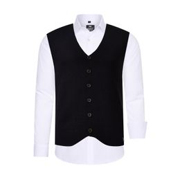 Langarmhemd Rusty Neal, Herren, Gr. XXL, EURO-Gr&ouml;&szlig;en, wei&szlig;, 60% Baumwolle, 37% Polyester, 3% Elasthan, unifarben, Hemden, mit Weste