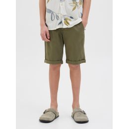Jack & Jones Chinoshorts JACK & JONES JUNIOR "JPSTDAVID JJCHINO SHORTS AKM SN JNR", Jungen, Gr. 170, N-Gr, grün (dusty olive), Web, Obermaterial: 98% Baumwolle, 2% Elasthan, regular fit kniefrei, Hosen Chinoshorts