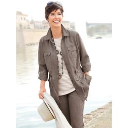 Blusenblazer "Blusenjacke", Damen, Gr. 38, grau (taupe), 100% Polyester, Blazer Blusenblazer