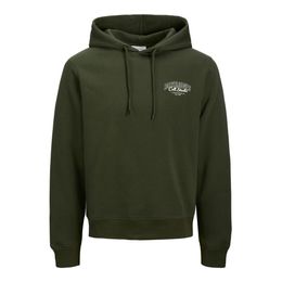 Jack & Jones Kapuzensweatshirt JACK & JONES "JJMAKOTO SWEAT HOOD", Herren, Gr. XS, duffel bag print:small print, angeraute Sweatware, Obermaterial: 80% Baumwolle, 20% Polyester, bedruckt, regular fit normal, Rundhals, Rippb&uuml;ndchen, Sweatshirts