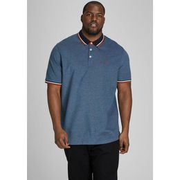 Jack & Jones PlusSize Poloshirt "JJEPAULOS POLO SS NOOS PLS", Herren, Gr. 3XL, blau (denim blau), Single Jersey, Obermaterial: 100% Baumwolle, JACK & JONES PLUSSIZE, unifarben, normal, Rundhals, Shirts