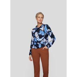 Langarmshirt Rabe, Damen, Gr. 42, blau (marine), Jersey, Obermaterial: 95% Viskose, 5% Elasthan, bedruckt, gerade hüftbedeckend, Rundhals, gerader Abschluss, Shirts, mit Allover-Print und Stehkragen