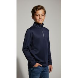 Fleecepullover Brunotti "HEROSY BOYS FLEECE", Kinder, Gr. 140, indigo blau, Jersey, Obermaterial: 85% Polyester, 15% Elasthan, hoch geschlossener Ausschnitt, Sweatshirts Fleecepullover