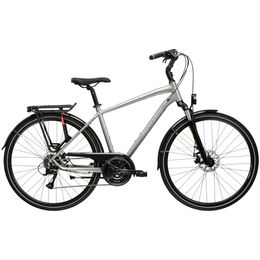 Trekkingrad KROSS "Herren-Trekkingrad 28" Trans 3.0 Silberfarben 24 Gänge" Gr. 48, silberfarben, schwarz, Fahrräder, 48cm, 28 Zoll (71,12cm) hinten: 28 Zoll (71,12cm)