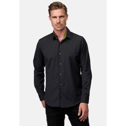 Langarmhemd Rusty Neal, Herren, Gr. 4XL, EURO-Größen, bunt (schwarz, khaki), 60% Baumwolle, 37% Polyester, 3% Elasthan, unifarben, Hemden, mit Weste und Krawatte