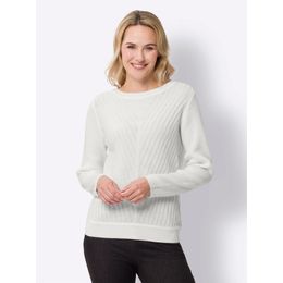 Rundhalspullover Classic Basics "Pullover", Damen, Gr. 46, beige (ecru), 100% Polyacryl, unifarben, Pullover Rundhalspullover