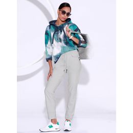 CR&Eacute;ATION L Sweatshirt CREATION L, Damen, Gr. 50, blau (salbei, dunkelblau, bedruckt), 48% Baumwolle, 48% Modal, 4% Elasthan, gemustert, Sweatshirts Sweatshirt