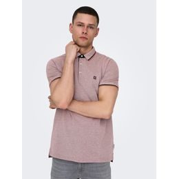 Only & Sons Poloshirt ONLY & SONS "ONSFLETCHER SLIM SS POLO NOOS", Herren, Gr. L, braun (copper braun detail:melange), Piqu&eacute;, Obermaterial: 100% Baumwolle, meliert, normal normal, Rundhals, Shirts