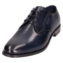 Schn&uuml;rschuh Bugatti, Herren, Gr. 43, blau (blau used), Leder, Schuhe Schn&uuml;rschuh, Businesschuh, Abendschuh, Festtagsschuh mit seitlichem Logoemblem