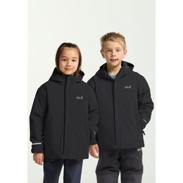 Skijacke Jack Wolfskin "FLOWLINE JKT KIDS", Jungen, Gr. 152, schwarz, Oberstoff: 100% POLYESTER; F&uuml;llung 1: 100% POLYESTER; Futter 1: 100% POLYESTER, Jacken Skijacke
