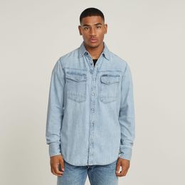 G-Star Raw Jeanshemd G-STAR "Dakota Slim", Herren, Gr. S, N-Gr, blau (sun faded blau mist), Denim/Jeans, Obermaterial: 100% Baumwolle, unifarben, slim fit, mit Druckknöpfen,mit Schlitz, Hemden