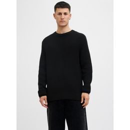 Jack & Jones Strickpullover JACK & JONES "JJGLOBAL KNIT CREW NECK", Damen, Gr. M, schwarz, Strick, Obermaterial: 67% Polyacryl, 33% Baumwolle, unifarben, regular fit, Rundhals, Pullover Strickpullover