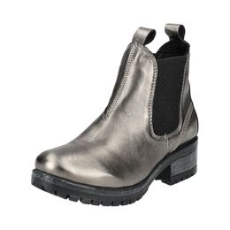 Stiefelette Lazamani "Lazamani Stiefelette Leder/Textil", Damen, Gr. 39, pewter, Leder, Textil, Schuhe Stiefelette