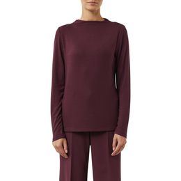 Langarmshirt comma, Damen, Gr. 44, schwarz berry, Single Jersey, Obermaterial: 76% Viskose, 19% Polyester, 5% Elasthan, unifarben, regular fit normal, ohne Ausschnitt, angesetztes B&uuml;ndchen, Shirts Langarmshirt, mit Stehkragen
