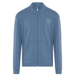 Sweatjacke HUGO UNDERWEAR "Laze Zip Jacket", Herren, Gr. L (52), open blau 496, Single Jersey, Obermaterial: 95% Baumwolle, 5% Elasthan, regular fit, hoch geschlossener Ausschnitt, eingesetzt eingefasste Kante, Sweatjacken Sweatjacke